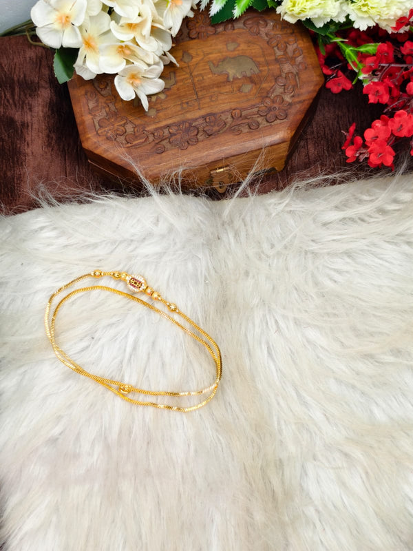 Micro gold plated Mugappu chain (1Gram Gold plated) Stone Model ...