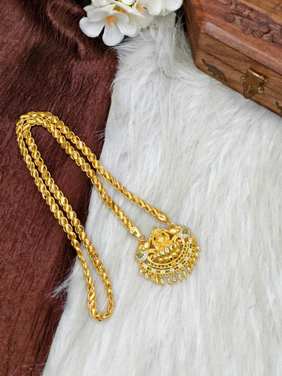 Stone Dollar Matte Finish Chain – Gold Plated Jewellery for Women ...