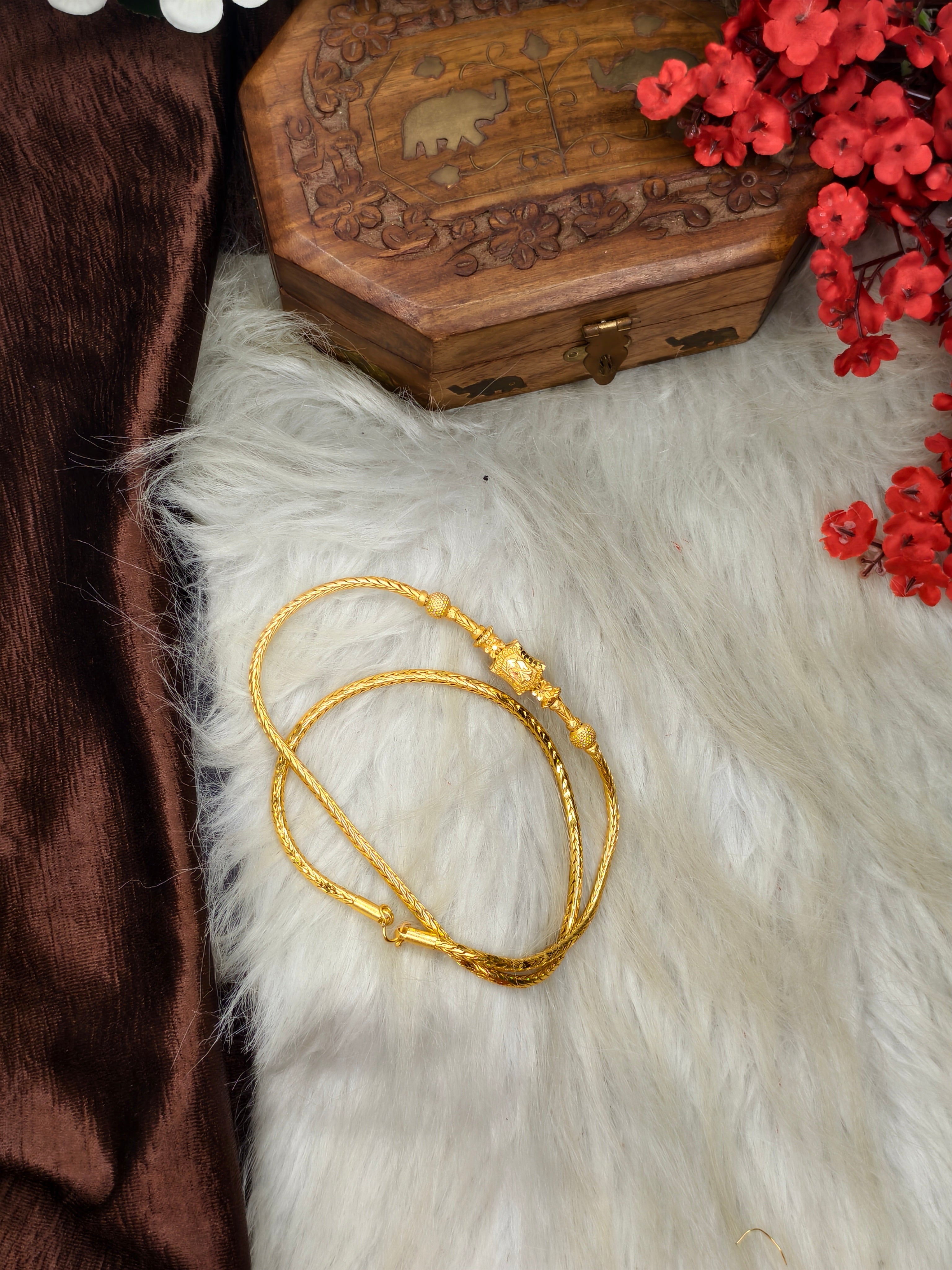 Mugappu chain (1Gram Gold plated) Stone Model – Sindhu Gold Covering